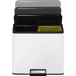 EKO Treteimer Recycler, Stahl, 30 l, 2-fach-Sammler, wei&szlig;