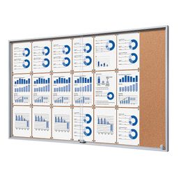 eurokraft pro Schaukasten mit Schiebetüren, Außen-BxHxT 1566 x 947 x 50 mm, Korkrückwand