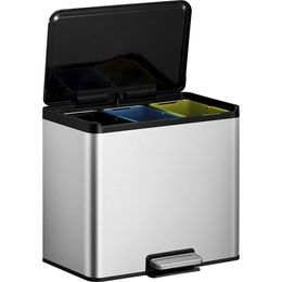 EKO Treteimer Recycler, Stahl, 27 l, 3-fach-Sammler, Edelstahl