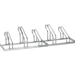 eurokraft pro Fahrradständer, Bügel aus 18 mm Stahlrohr, Radeinstellung einseitig, feuerverzinkt, 5 Stellplätze