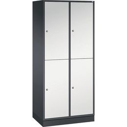 C+P Doppelstock-Spind Intro, 2 Abteile, schwarzgrau / lichtgrau, BxT 820 x 500 mm