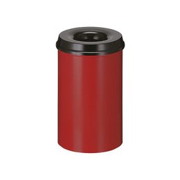 Sicherheits-Papierkorb, Stahl, selbstlöschend, Volumen 20 l, HxØ 426 x 260 mm, Korpus rot / Löschkopf schwarz kaiserkraft