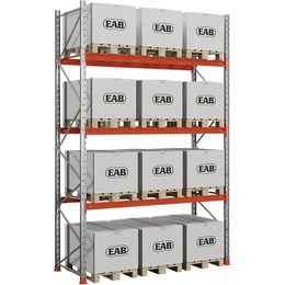 Palettenregal, verzinkt/orange, HxBxT 4500 x 2930 x 1100 mm, Fachlast 2250 kg, Grundregal kaiserkraft