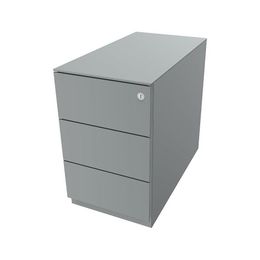 Bisley Rollcontainer Note™, mit 3 Universalschubladen, HxBxT 502 x 300 x 565 mm, mit Griffleiste und Top, silber