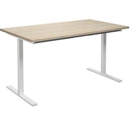 Mehrzwecktisch DUO-T, gerade Platte, HxT 740 x 800 mm, Breite 1400 mm, Eiche, weiß kaiserkraft