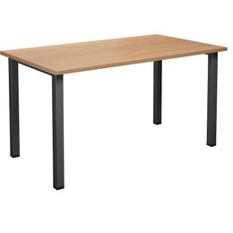 Mehrzwecktisch DUO-U, gerade Platte, Tiefe 800 mm, Breite 1400 mm, Buche, schwarz kaiserkraft