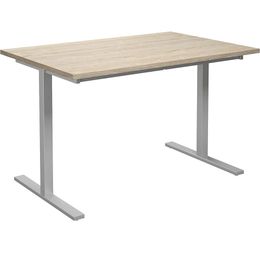 Mehrzwecktisch DUO-T, gerade Platte, HxT 740 x 800 mm, Breite 1200 mm, Eiche, silber kaiserkraft