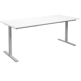 Mehrzwecktisch DUO-T, gerade Platte, HxT 740 x 800 mm, Breite 1800 mm, weiß, silber kaiserkraft