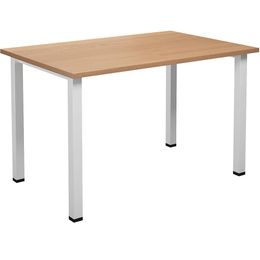 Mehrzwecktisch DUO-U, gerade Platte, Tiefe 800 mm, Breite 1200 mm, Buche, wei&szlig; kaiserkraft
