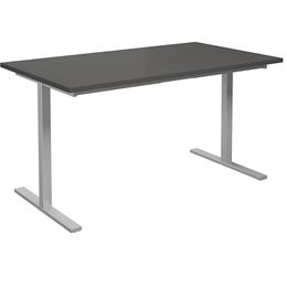 Mehrzwecktisch DUO-T, gerade Platte, HxT 740 x 800 mm, Breite 1400 mm, dunkelgrau, silber kaiserkraft