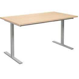Mehrzwecktisch DUO-T, gerade Platte, HxT 740 x 800 mm, Breite 1400 mm, Birke, silber kaiserkraft