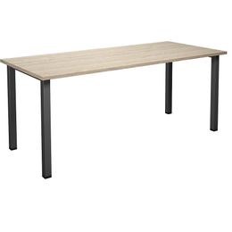 Mehrzwecktisch DUO-U, gerade Platte, Tiefe 800 mm, Breite 1800 mm, Eiche, schwarz kaiserkraft