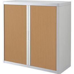 PAPERFLOW Rollladenschrank easyOffice®, 2 Fachböden, Höhe 1040 mm, weiß / Buche