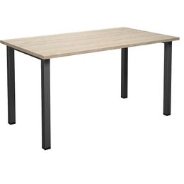 Mehrzwecktisch DUO-U, gerade Platte, Tiefe 800 mm, Breite 1400 mm, Eiche, schwarz kaiserkraft