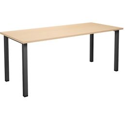 Mehrzwecktisch DUO-U, gerade Platte, Tiefe 800 mm, Breite 1800 mm, Birke, schwarz kaiserkraft
