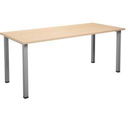 Mehrzwecktisch DUO-U, gerade Platte, Tiefe 800 mm, Breite 1800 mm, Birke, silber kaiserkraft