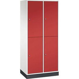 C+P Doppelstock-Spind Intro, 2 Abteile, reinwei&szlig; / feuerrot, BxT 820 x 500 mm
