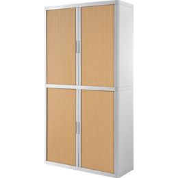 PAPERFLOW Rollladenschrank easyOffice®, 4 Fachböden, Höhe 2040 mm, weiß / Buche