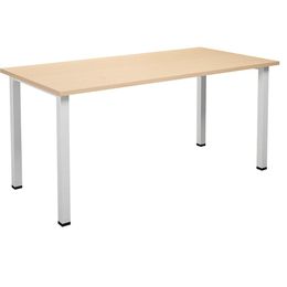 Mehrzwecktisch DUO-U, gerade Platte, Tiefe 800 mm, Breite 1600 mm, Birke, wei&szlig; kaiserkraft