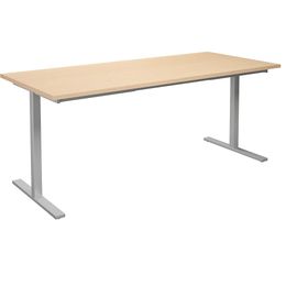 Mehrzwecktisch DUO-T, gerade Platte, HxT 740 x 800 mm, Breite 1800 mm, Birke, silber kaiserkraft