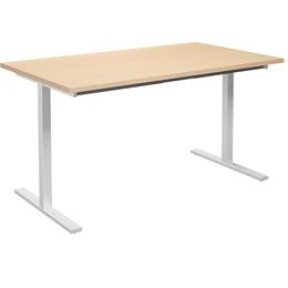 Mehrzwecktisch DUO-T, gerade Platte, HxT 740 x 800 mm, Breite 1400 mm, Birke, weiß kaiserkraft