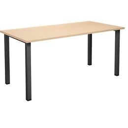 Mehrzwecktisch DUO-U, gerade Platte, Tiefe 800 mm, Breite 1600 mm, Birke, schwarz kaiserkraft