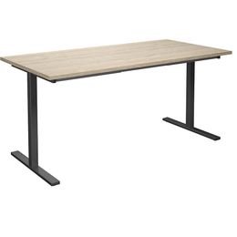 Mehrzwecktisch DUO-T, gerade Platte, HxT 740 x 800 mm, Breite 1600 mm, Eiche, schwarz kaiserkraft