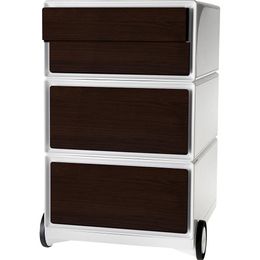 easyBox Rollcontainer easyBox®, 2 Schubladen, 2 Schübe flach, weiß / Wenge