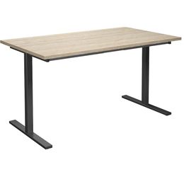 Mehrzwecktisch DUO-T, gerade Platte, HxT 740 x 800 mm, Breite 1400 mm, Eiche, schwarz kaiserkraft