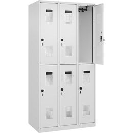 C+P Doppelstock-Spind Evolo PLUS, 3 Abteile, verkehrswei&szlig;, B 900 mm, mit Bodengleitern, Drehriegel
