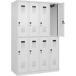 C+P Doppelstock-Spind Evolo PLUS, 4 Abteile, verkehrswei&szlig;, B 1200 mm, mit Bodengleitern, Drehriegel