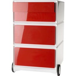 easyBox Rollcontainer easyBox®, 2 Schubladen, 2 Schübe flach, weiß / rot