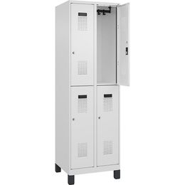 C+P Doppelstock-Spind Evolo PLUS, 2 Abteile, verkehrswei&szlig;, B 600 mm, mit breiten F&uuml;&szlig;en, Zylinderschloss