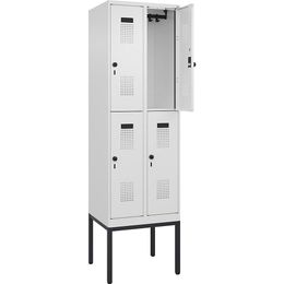 C+P Doppelstock-Spind Evolo PLUS, 2 Abteile, verkehrswei&szlig;, B 600 mm, mit schmalen F&uuml;&szlig;en, Drehriegel
