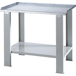 eurokraft basic Werkbank, Baukastensystem, H&ouml;he 850 mm, Stahlblech-Arbeitsplatte, BxT 1000 x 700 mm
