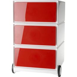 easyBox Rollcontainer easyBox®, 3 Schubladen, weiß / rot