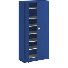 eurokraft pro Fl&uuml;gelt&uuml;rschrank aus Stahlblech, HxBxT 1950 x 950 x 400 mm, 6 Fachb&ouml;den, enzianblau RAL 5010