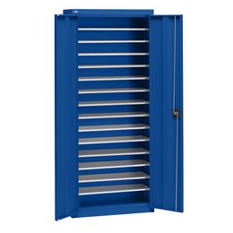 eurokraft pro Materialschrank aus Stahlblech, H&ouml;he 1575 mm, enzianblau RAL 5010, 14 B&ouml;den
