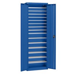 eurokraft pro Materialschrank aus Stahlblech, H&ouml;he 2000 mm, enzianblau RAL 5010, 15 B&ouml;den