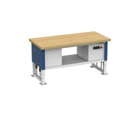 Schwerlasttisch, elektrisch h&ouml;henverstellbar, Plattenbreite 1685 mm, Fl&auml;chentraglast 2000 kg, enzianblau RAL 5010 kaiserkraft