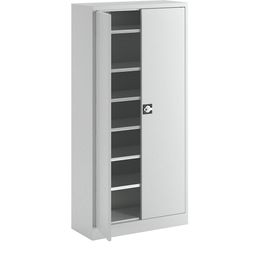 eurokraft pro Fl&uuml;gelt&uuml;rschrank aus Stahlblech, HxBxT 1950 x 950 x 400 mm, 6 Fachb&ouml;den, lichtgrau RAL 7035