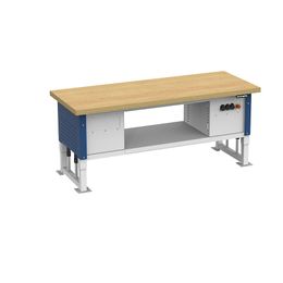 Schwerlasttisch, elektrisch höhenverstellbar, Plattenbreite 2030 mm, Flächentraglast 2000 kg, enzianblau RAL 5010 kaiserkraft