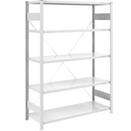 eurokraft pro Steckregal, Bauart leicht, einseitig, HxBxT 2000 x 1300 x 600 mm, grau, Grundregal