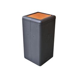Wertstoffsammler BrickBin mit Deckel, Inhalt 65 l, schwarz/orange kaiserkraft