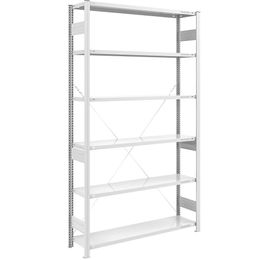 eurokraft pro Steckregal, Bauart mittelschwer, einseitig, HxBxT 2500 x 1300 x 400 mm, grau, Grundregal