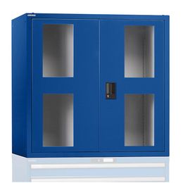 LISTA Aufsatzschrank mit Fl&uuml;gelt&uuml;ren, mit Sichtfenster-T&uuml;ren, HxBxT 1000 x 1023 x 725 mm, enzianblau