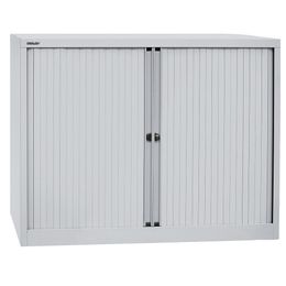 Bisley Euro-Rollladenschrank, Breite 1200 mm, 2 Fachb&ouml;den, lichtgrau