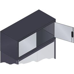 C+P ACURADO Aufsatzschrank mit Fl&uuml;gelt&uuml;ren, HxBxT 500 x 1200 x 500 mm, schwarzgrau / wei&szlig;aluminium