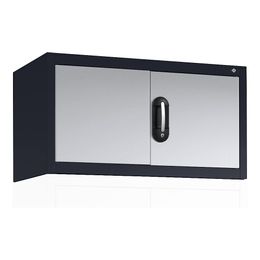 C+P ACURADO Aufsatzschrank mit Fl&uuml;gelt&uuml;ren, HxBxT 500 x 930 x 400 mm, schwarzgrau / wei&szlig;aluminium
