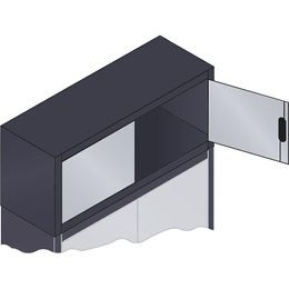 C+P ACURADO Aufsatzschrank mit Fl&uuml;gelt&uuml;ren, HxBxT 500 x 1200 x 400 mm, schwarzgrau / wei&szlig;aluminium